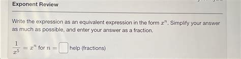 Solved Exponent ReviewWrite The Expression As An Equivalent Chegg