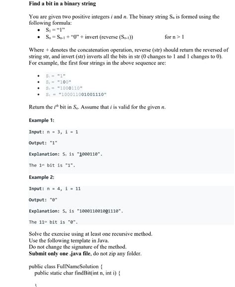 Solved Find A Bit In A Binary String You Are Given Two Chegg Com