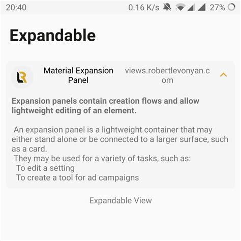 Material Expansion Panel Sample Code And Directory Of Libraries For Android Developers