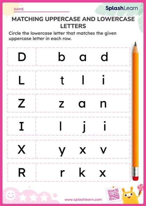 Matching Uppercase And Lowercase Letters Worksheet