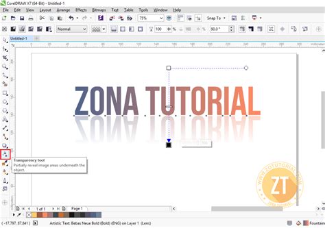 Tutorial Membuat Effek Mirror Pada Tulisan Dengan CorelDraw X7 Zotutorial