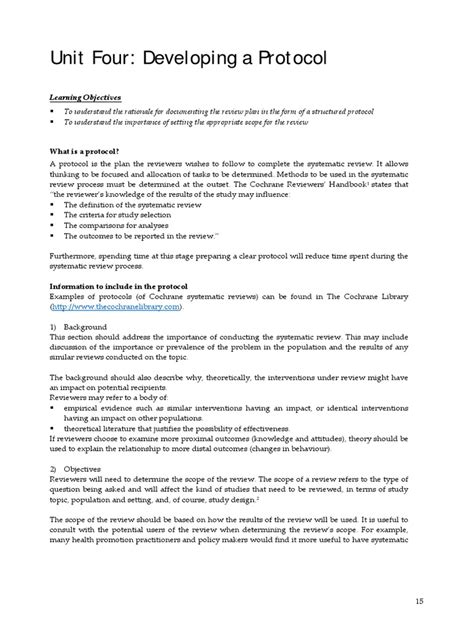 Unit Four Developing A Protocol Pdf Systematic Review Men Who