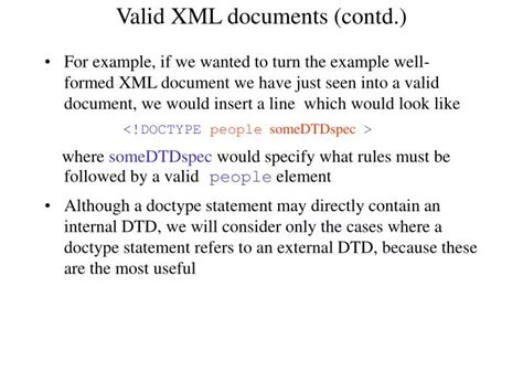 Ppt Valid Xml Documents Contd Powerpoint Presentation Free
