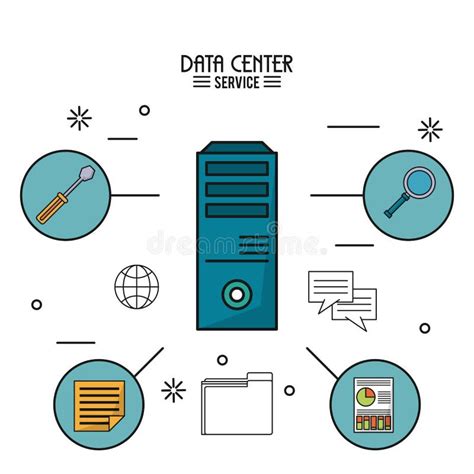 Server Web Icons Black Glossy Circle Buttons Stock Vector