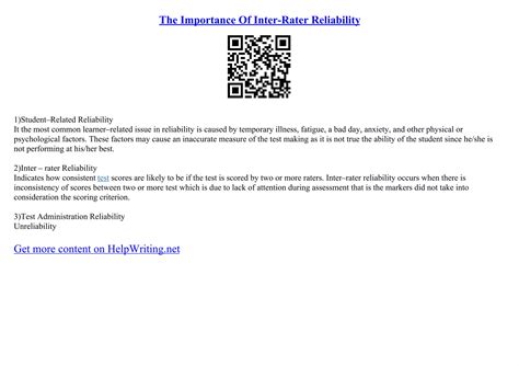 The Importance Of Inter Rater Reliability Pdf Educational Assessment Education