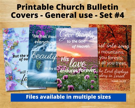 Printable Church Bulletin Covers General Use Set 4 Multiple Sizes Digital Download Etsy