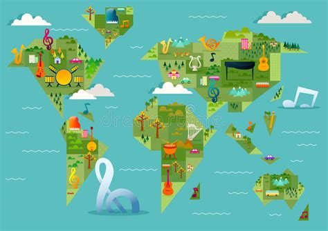 Геометрическая музыкальная карта мира Иллюстрация вектора - иллюстрации ...