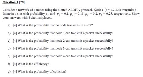 Solved Question Consider A Network Of Nodes Using Chegg Com