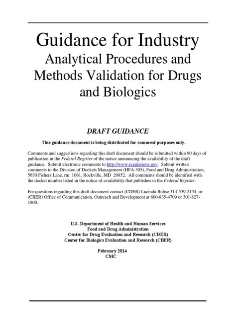 Draft Guidance For Analytical Method Pdf Food And Drug Administration Verification And