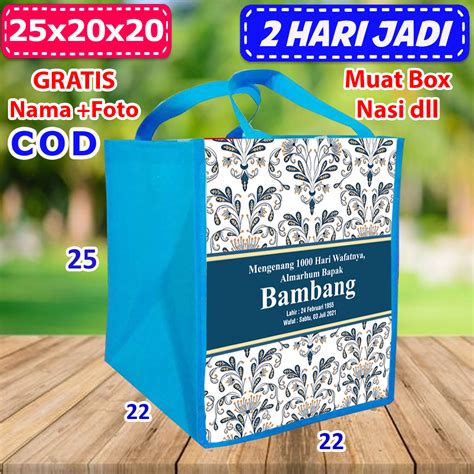 Tas Alas 20 X 20 Mengenang Kematian Wafat Muat Box Nasi Tas Khajatan Tas Aqiqah Custom Nama