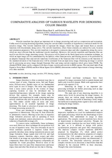 Pdf Comparative Analysis Of Various Wavelets For Denoising Color Images