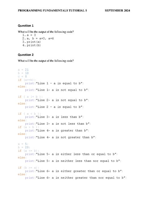 Quiz Assignment 2024 Python Quiz Programming Fundamentals Tutorial