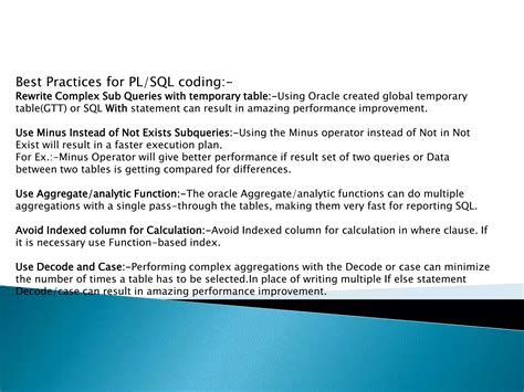 Pl Sql Best Practices Document Ppt