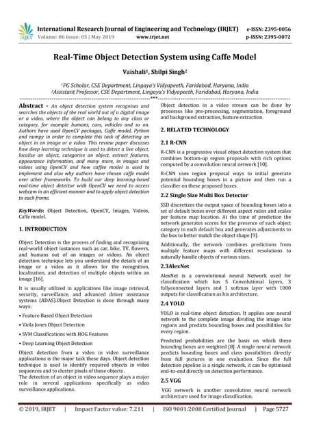 Irjet Real Time Object Detection System Using Caffe Model Pdf