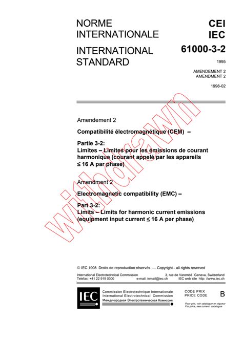 Iec 61000 3 2 1995 Amd2 1998 Amendment 2 Electromagnetic Compatibility Emc Part 3 Limits