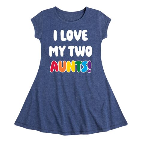 Instant Message I Love My Two Aunts Girls Fit And Flare Cap Sleeve