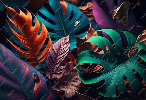 Premium Photo Abstract Tropical Leaf Colourful Background Generative Ai