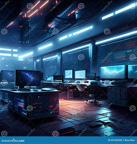 3d Rendering Of Futuristic Server Room High Tech Server Room Stock