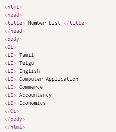 Lists In HTML
