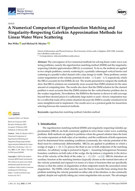 Pdf A Numerical Comparison Of Eigenfunction Matching And Singularity