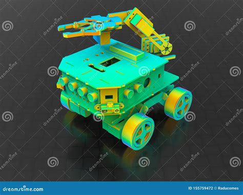 3d Rendering Finite Element Of A Gripper Robot Stock Illustration