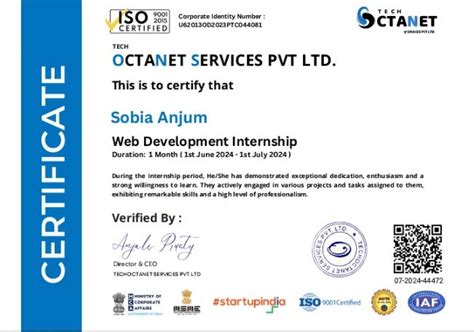 Sobia Anjum On Linkedin Internship Webdevelopment Octanet