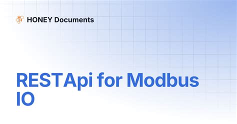 Restapi For Modbus Io Honey Documents