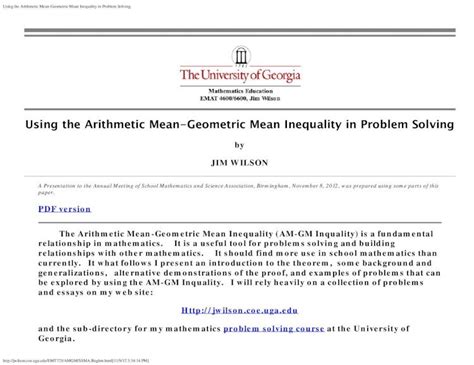 Pdf Using The Arithmetic Mean Geometric Mean Inequality In Problem