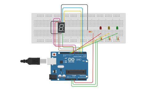 Circuit Design 7 Segment Traffic Light Tinkercad