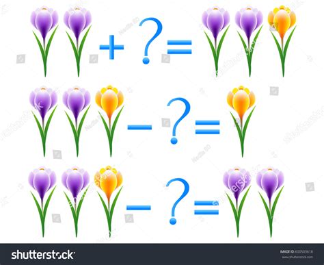 Action Relationship Addition Subtraction Examples Crocuses Stock Vector Royalty Free 600503618