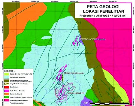 Gambar Peta Geologi Tambang Emas Martabe Dengan Interpretasi