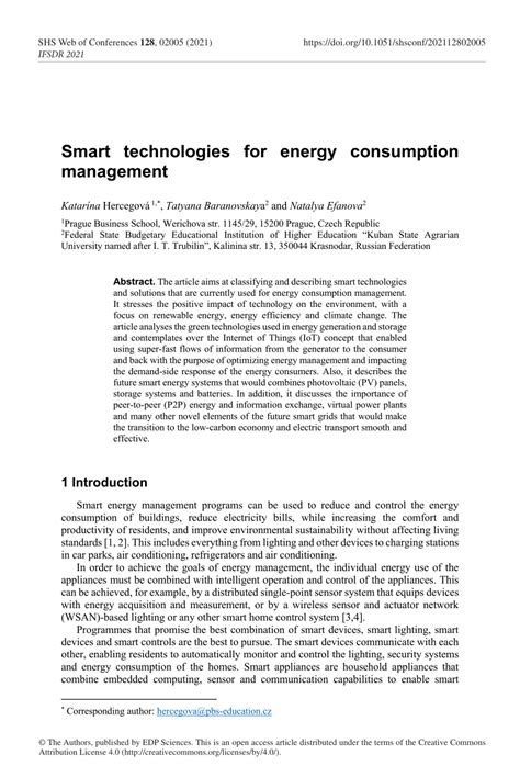 PDF Smart Technologies For Energy Consumption Management