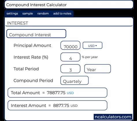 Compound Interest CI Formulas Calculator
