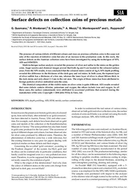 Pdf Surface Defects On Collection Coins Of Precious Metals