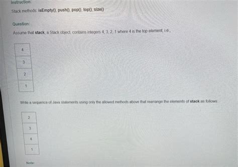 Solved Instruction Stack Methods Isemptypush Pop