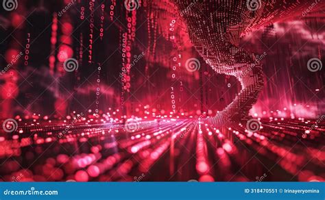 Red Binary Code Tornado Visualizing Digital Chaos Stock Image Image Of Security Virtual