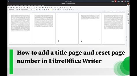 How To Add A Title Page And Reset Page Number In LibreOffice Writer YouTube