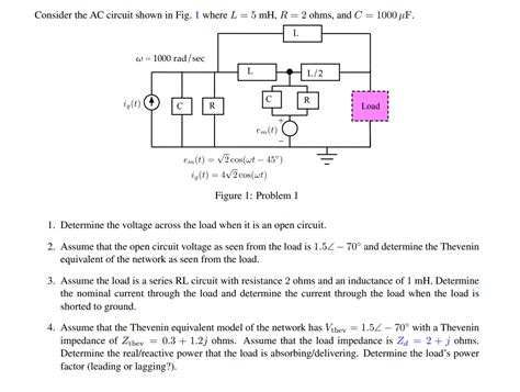 Solved Consider The AC Circuit Shown In Fig Where L Chegg