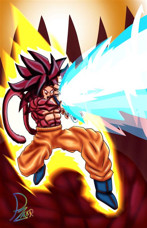 Desenho De Goku Super Saiyan 4 Kamehameha