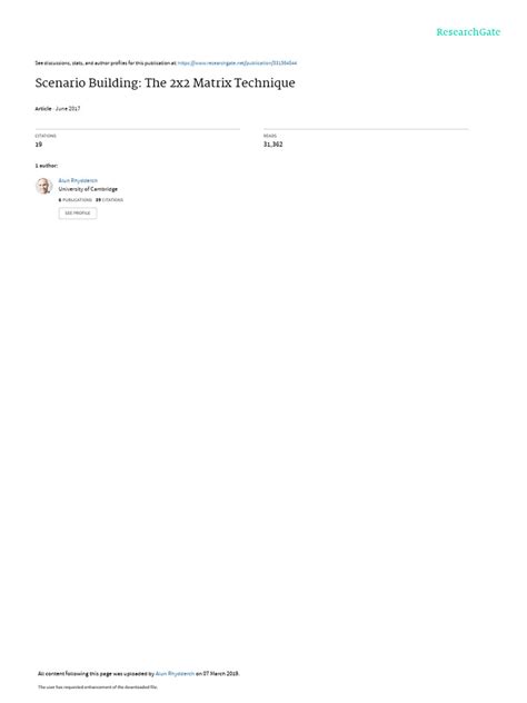 Futuribles Scenario Building The 2x2 Matrix Technique Pdf Scenario Planning Expert