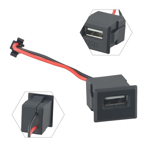 Usb Female Power Usb Charging Port Connector With Cable Terminals Charger Socket Black Walmart Com