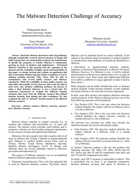Pdf The Malware Detection Challenge Of Accuracy