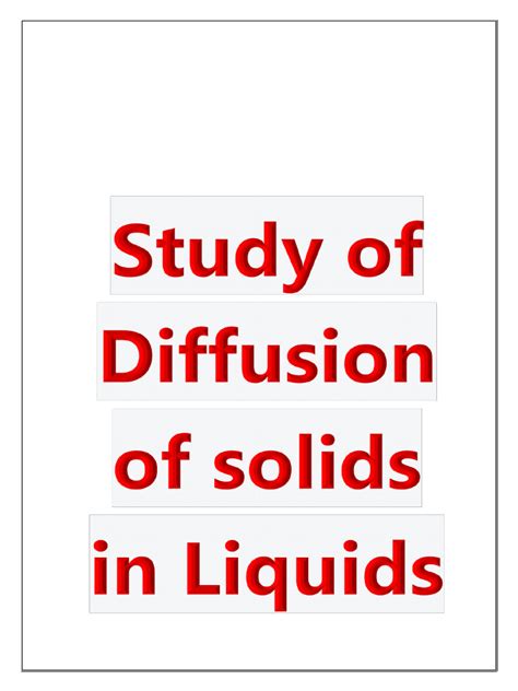 Rate Of Diffusion In Liquids Pdf Diffusion Liquids