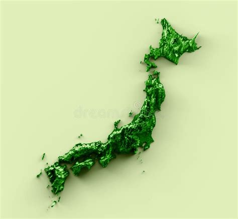 Japan Topographic Map 3d Realistic Map Color 3d Illustration Stock