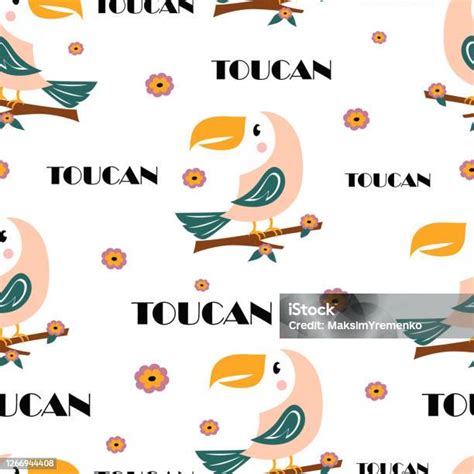 귀여운 만화 Toucan 원활한 패턴 벡터 일러스트 귀여운에 대한 스톡 벡터 아트 및 기타 이미지 귀여운 낙서 드로잉 다중 색상 Istock