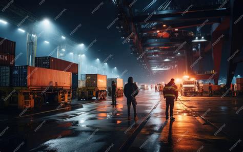 Premium Photo Efficient Coordination Logistics Team In Loading And Unloading Operations