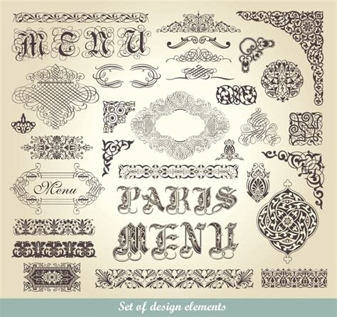Menu Decor Elements Classical Seamless Curves Sketch Vectors Images Graphic Art Designs In