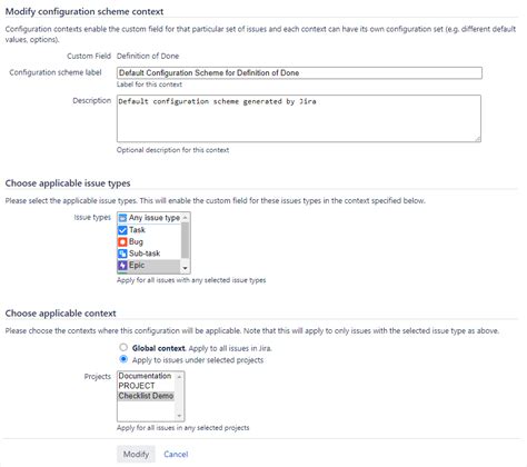Creating Editing Or Deleting Configuration Scheme Contexts