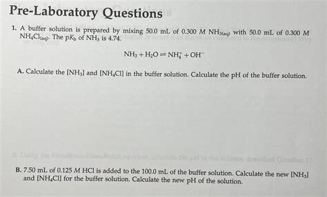 Solved Pre Laboratory Questions A Buffer Solution Is Chegg