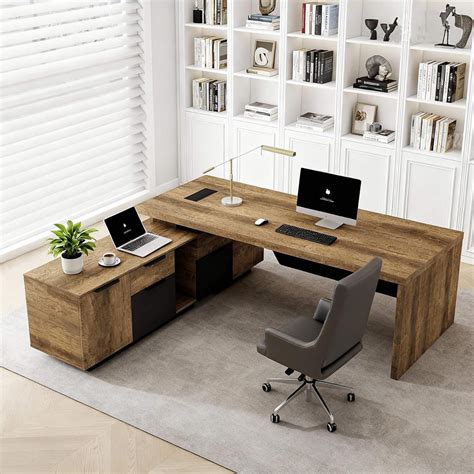 Hokku Designs Retractable L Shaped Executive Desk Dual Home And